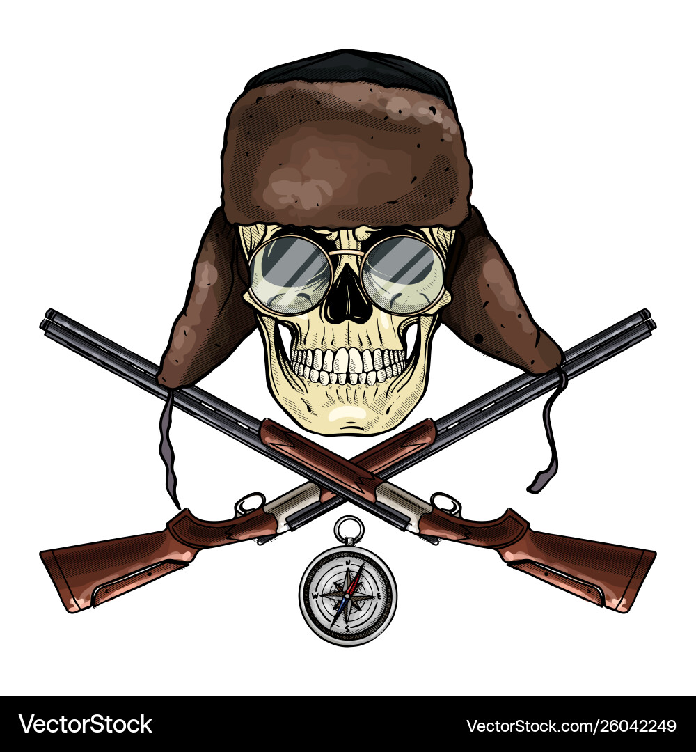 Hand drawn hunter skull Royalty Free Vector Image