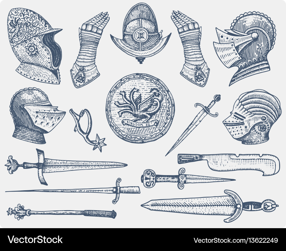 Medieval Armor & Symbols Set Royalty Free Vector Image