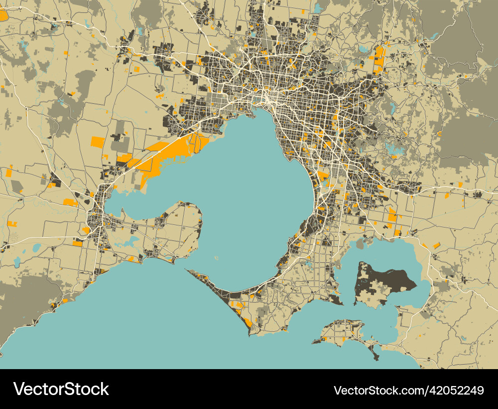 Melbourne map Royalty Free Vector Image - VectorStock