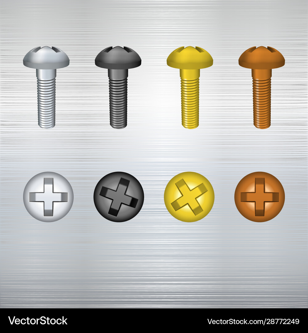 Metallic Screw Collection Royalty Free Vector Image