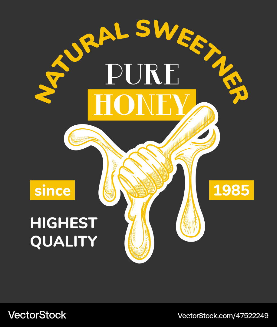 Pure honey natural sweetener highest quality Vector Image