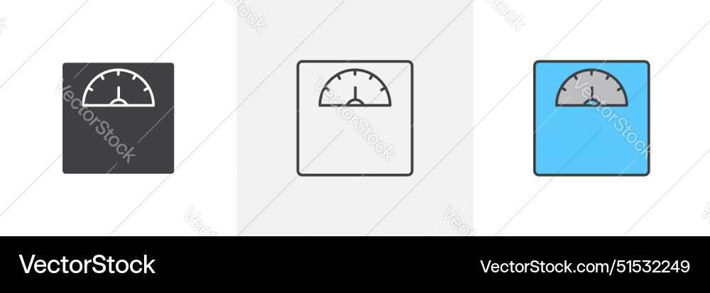 Scale icon set weighing machine symbol in black Vector Image
