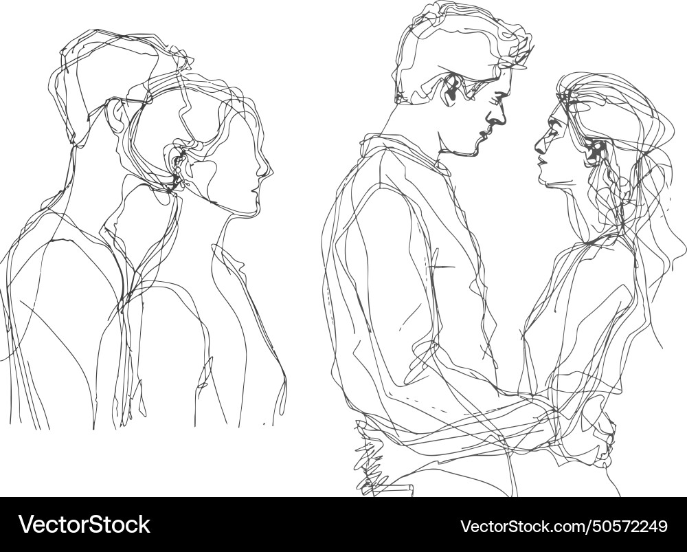 Single line drawing of lovers Royalty Free Vector Image