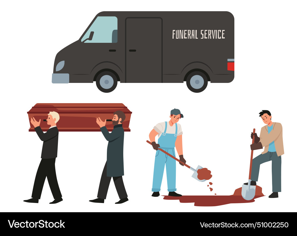 Funeral service set of Royalty Free Vector Image