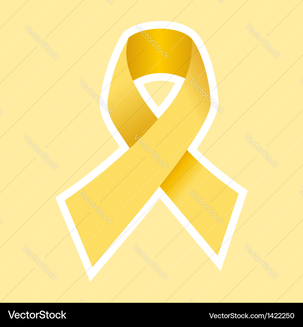 Gold cancer ribbon Royalty Free Vector Image - VectorStock