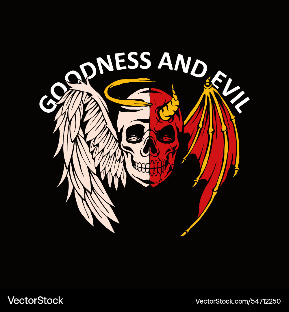 Goodness and evil skull Royalty Free Vector Image