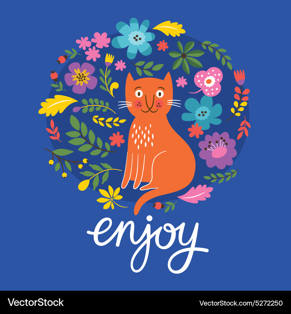 Greeting card design enjoy lettering Royalty Free Vector