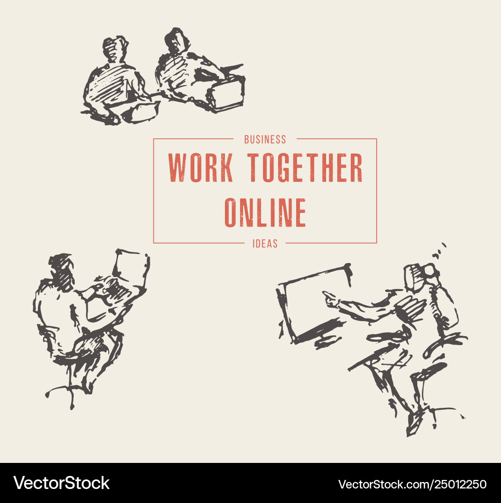 Group people work together online laptop Vector Image