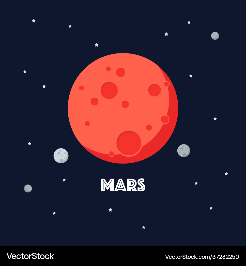 Mars on space background star and planets Vector Image