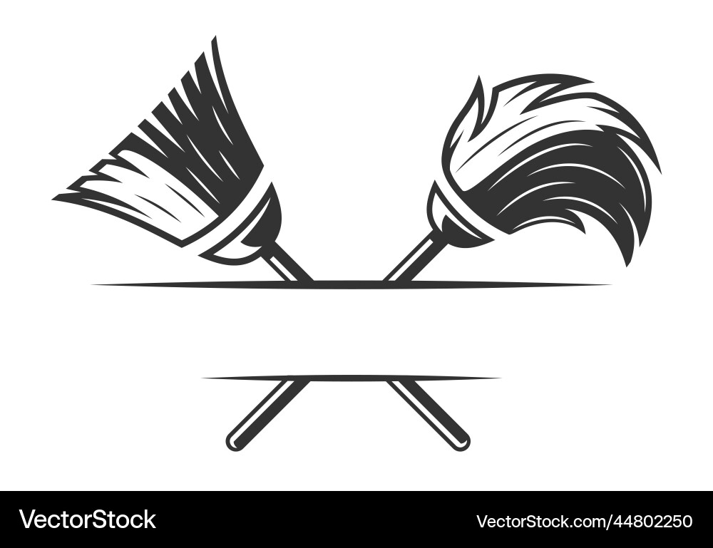 Mop and broom silhouette Royalty Free Vector Image