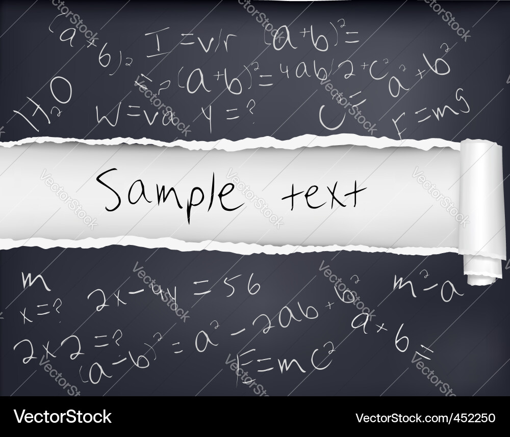 Ripped black paper with formulas Royalty Free Vector Image