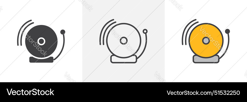 School bell icon set fire symbol emergency Vector Image