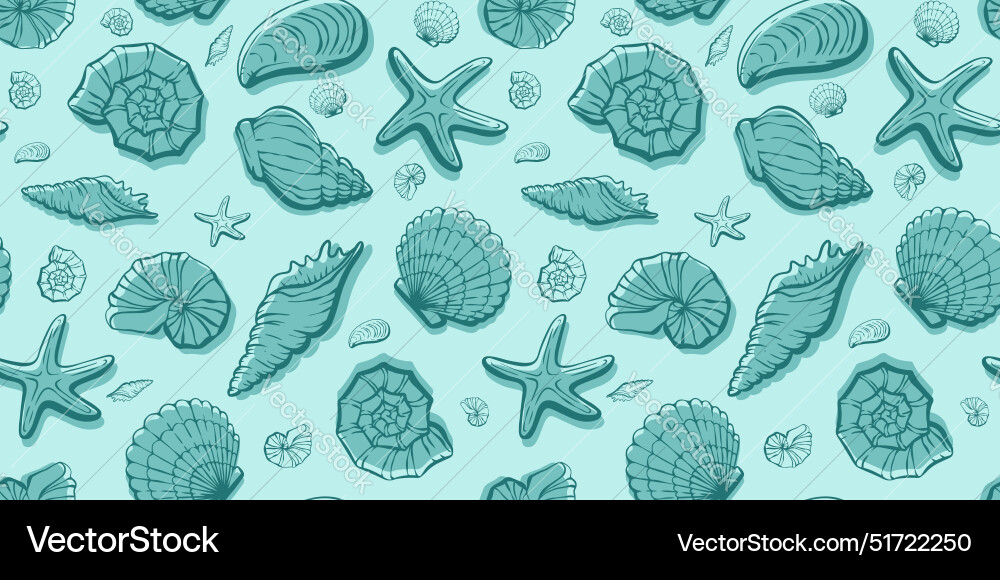 Seamless underwater sea world pattern with shells Vector Image