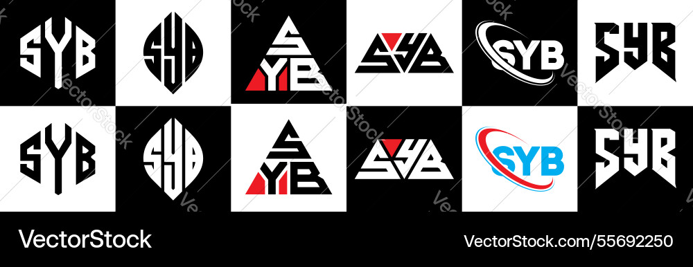 Syb letter logo design in six style polygon Vector Image