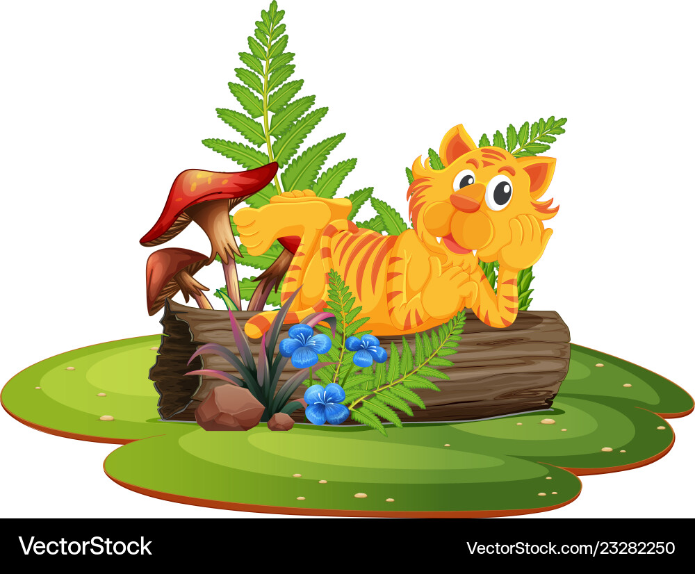 Tiger on tree log Royalty Free Vector Image - VectorStock