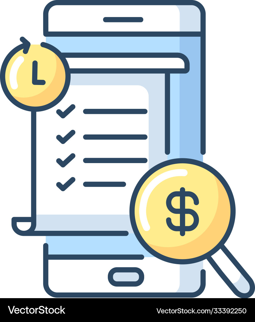 Transaction history rgb color icon Royalty Free Vector Image