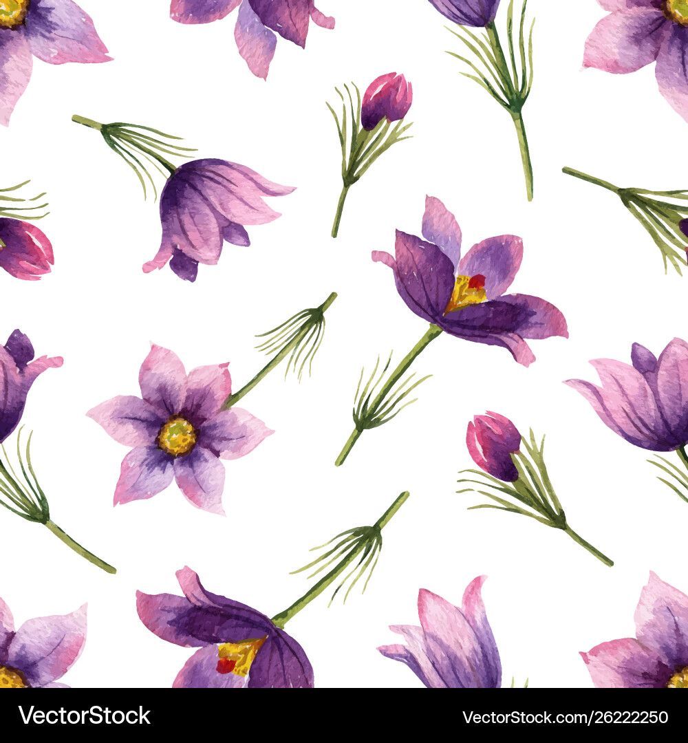 Watercolor seamless pattern with violet Royalty Free Vector