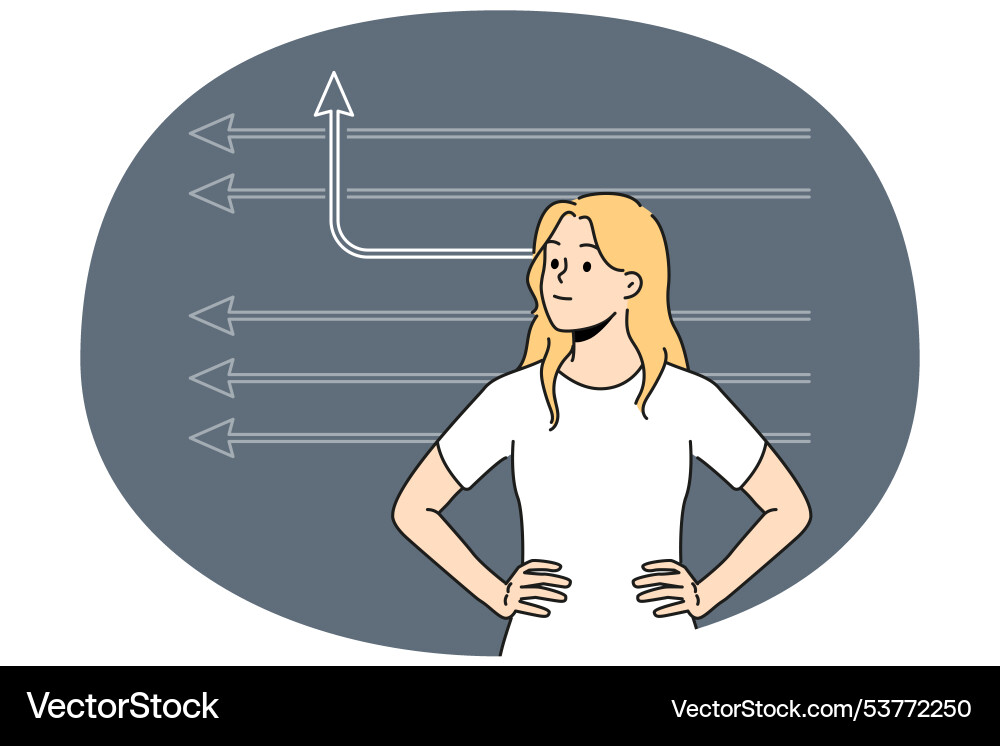 Woman with arrow changing direction Royalty Free Vector