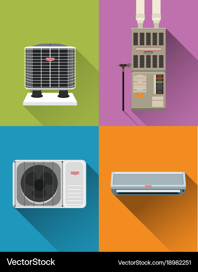 Air Conditioning Systems Icons Royalty Free Vector Image
