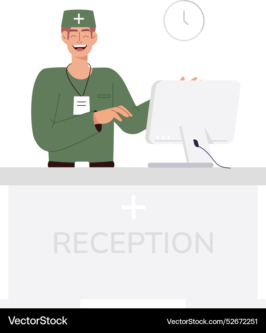 Basic rgba flat of hospital reception Royalty Free Vector