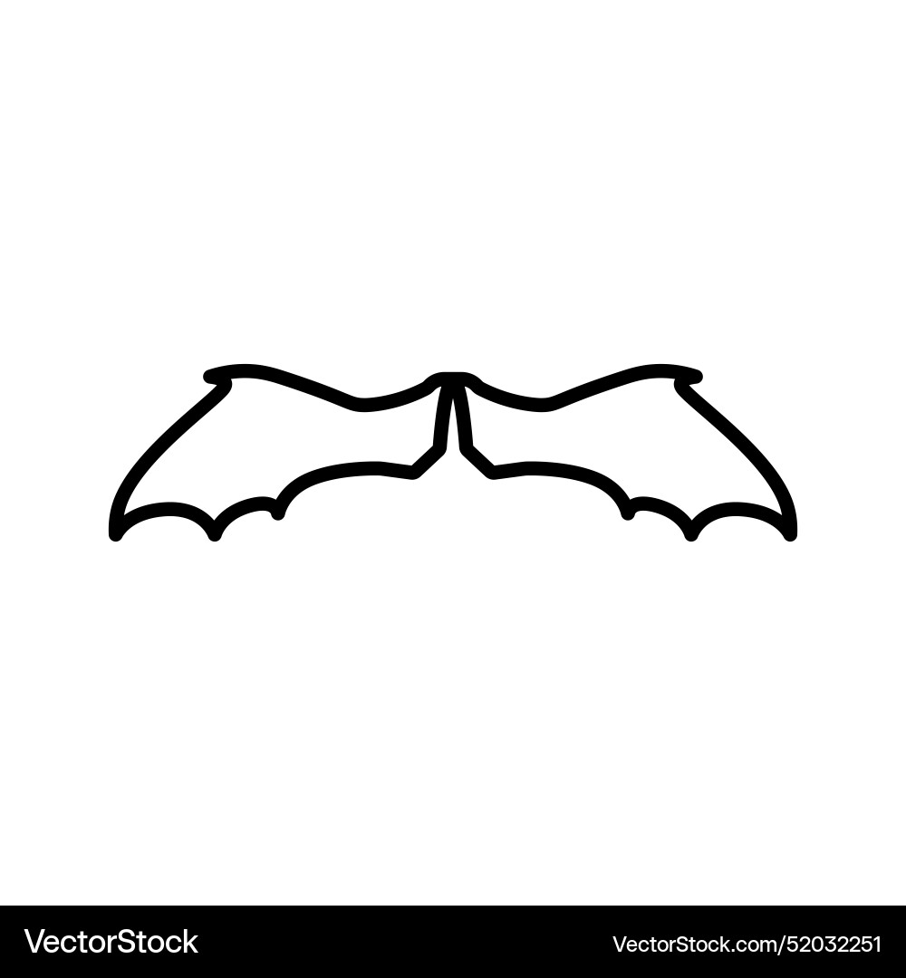 Bat wing icon linear logo mark in black and white Vector Image