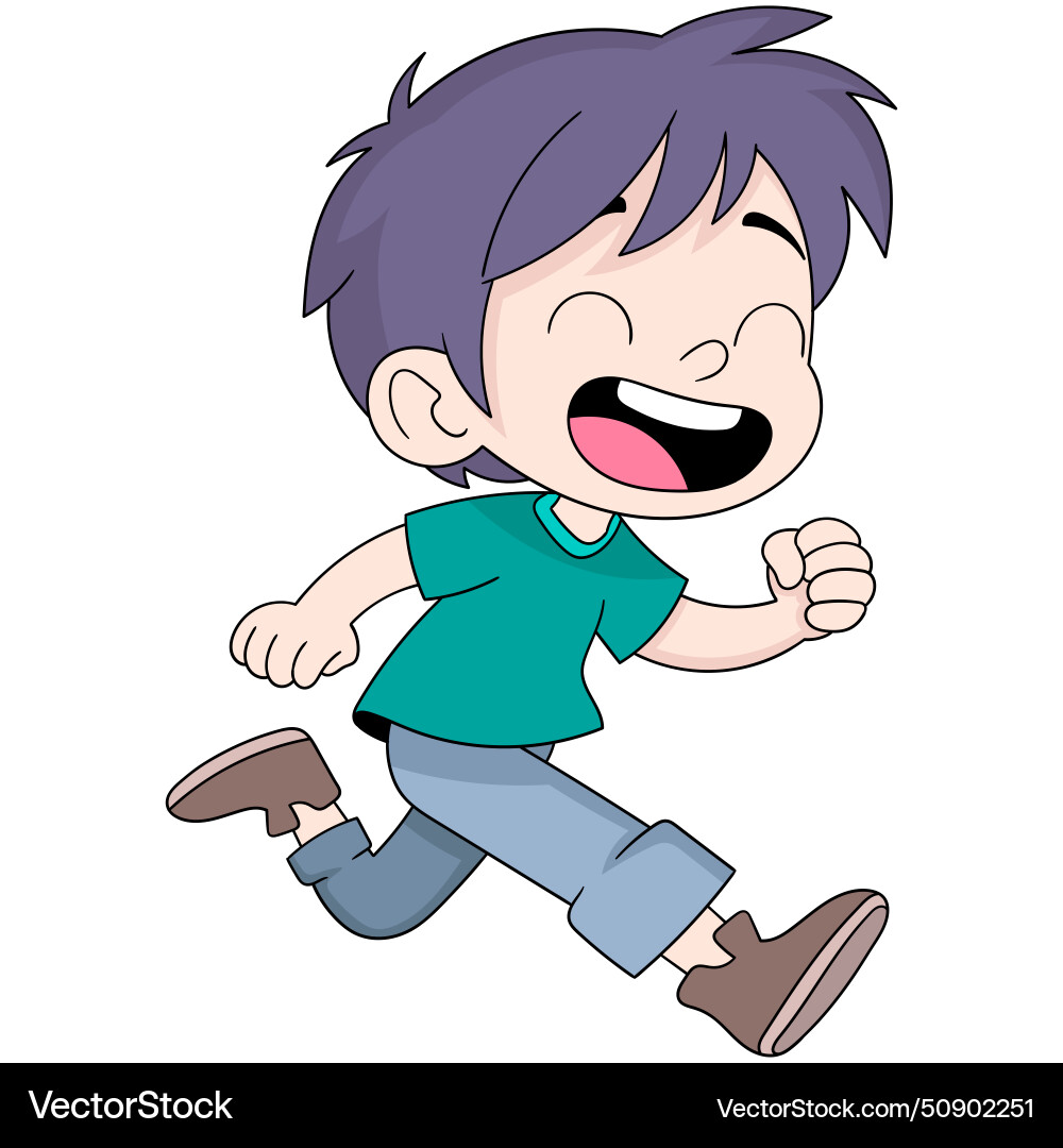 Boy with a handsome face is running happy Vector Image