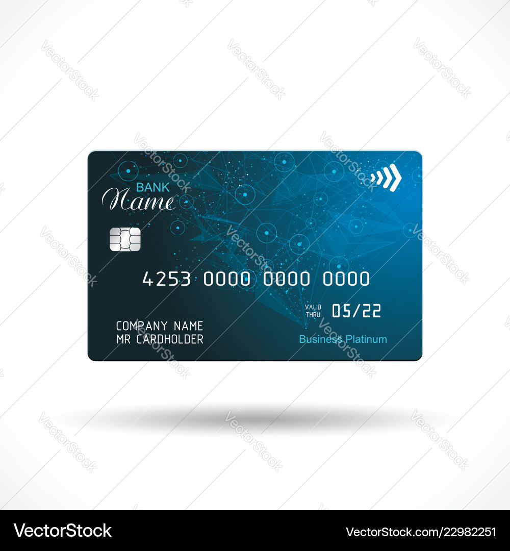 Bright Blue Credit Card with Shadow Royalty Free Vector