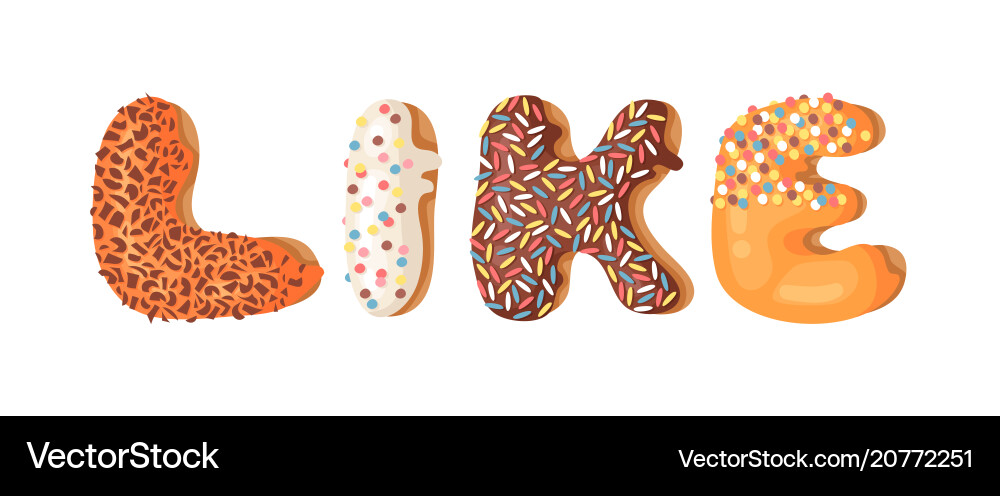Cartoon donut and word like Royalty Free Vector Image