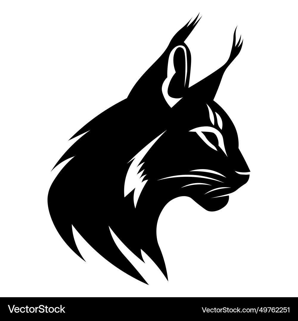 Lynx Head Icon - Black and White Royalty Free Vector Image
