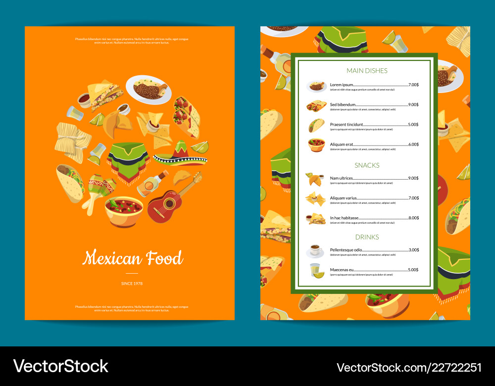 Mexican Food Menu Banner Royalty Free Vector Image