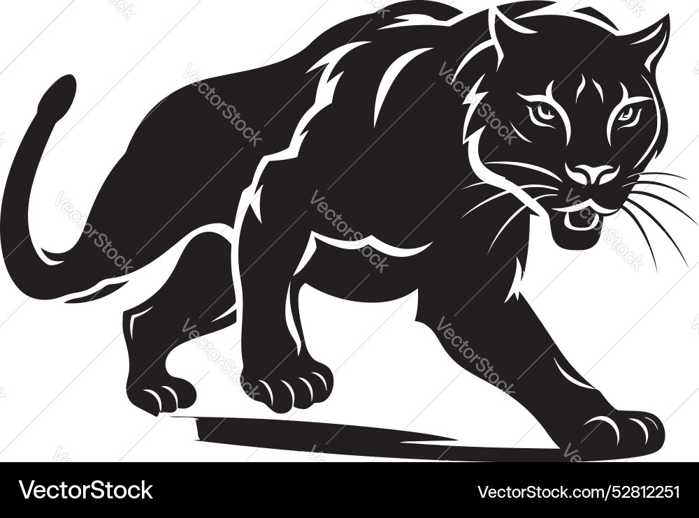 Pouncing panther running logo velocity Royalty Free Vector