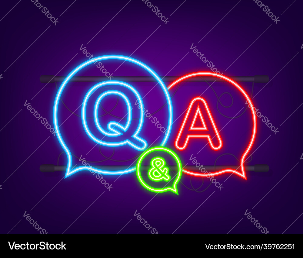 Question and answer bubble chat neon icon Vector Image
