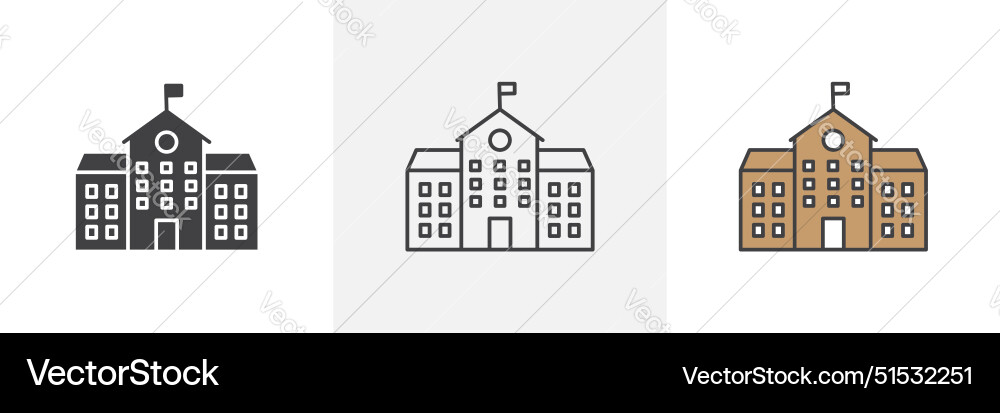 School icon set public primary or high school Vector Image