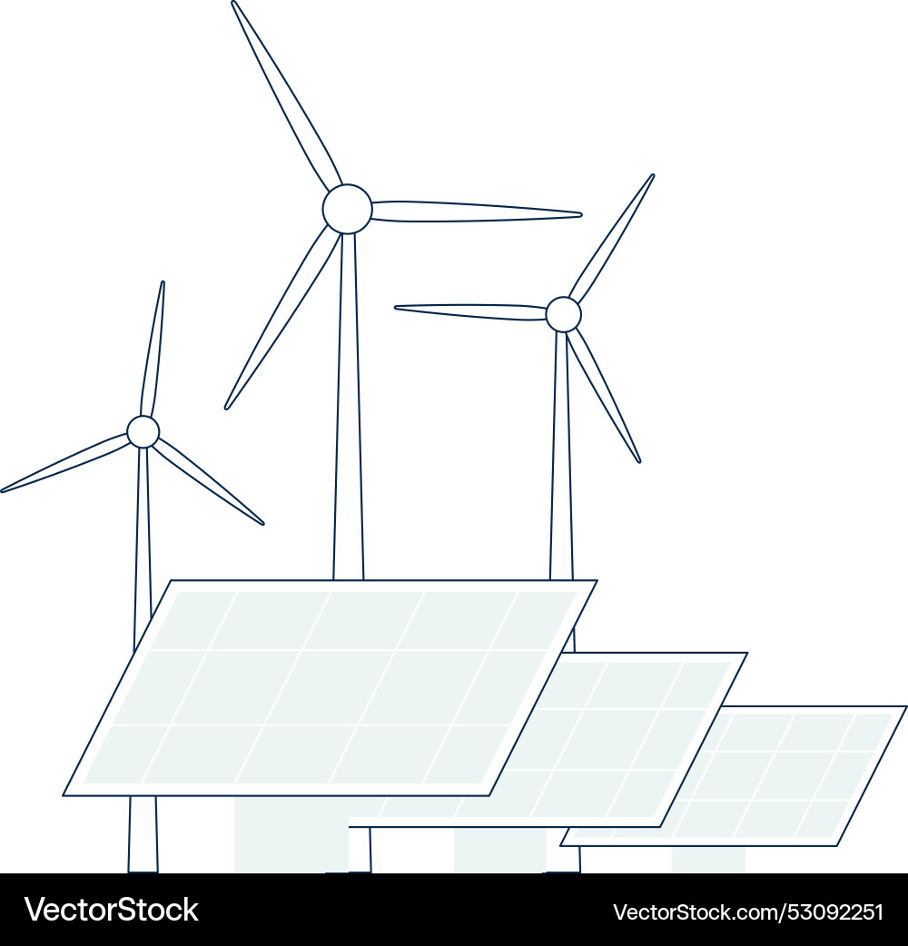 Solar & Wind Energy Icons Royalty Free Vector Image
