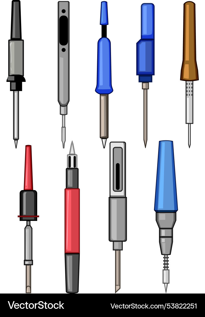 Soldering iron set cartoon Royalty Free Vector Image