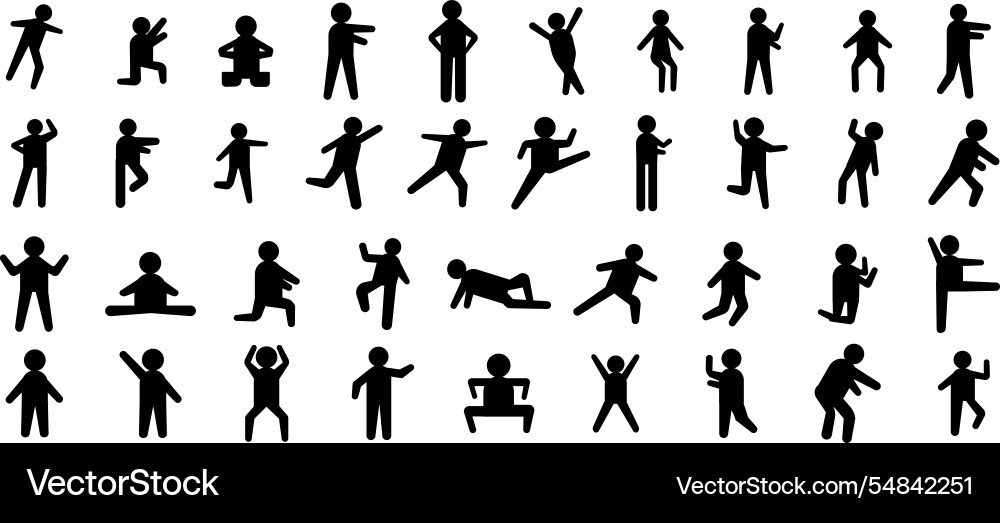 Stickman stick man people person poses postures Vector Image