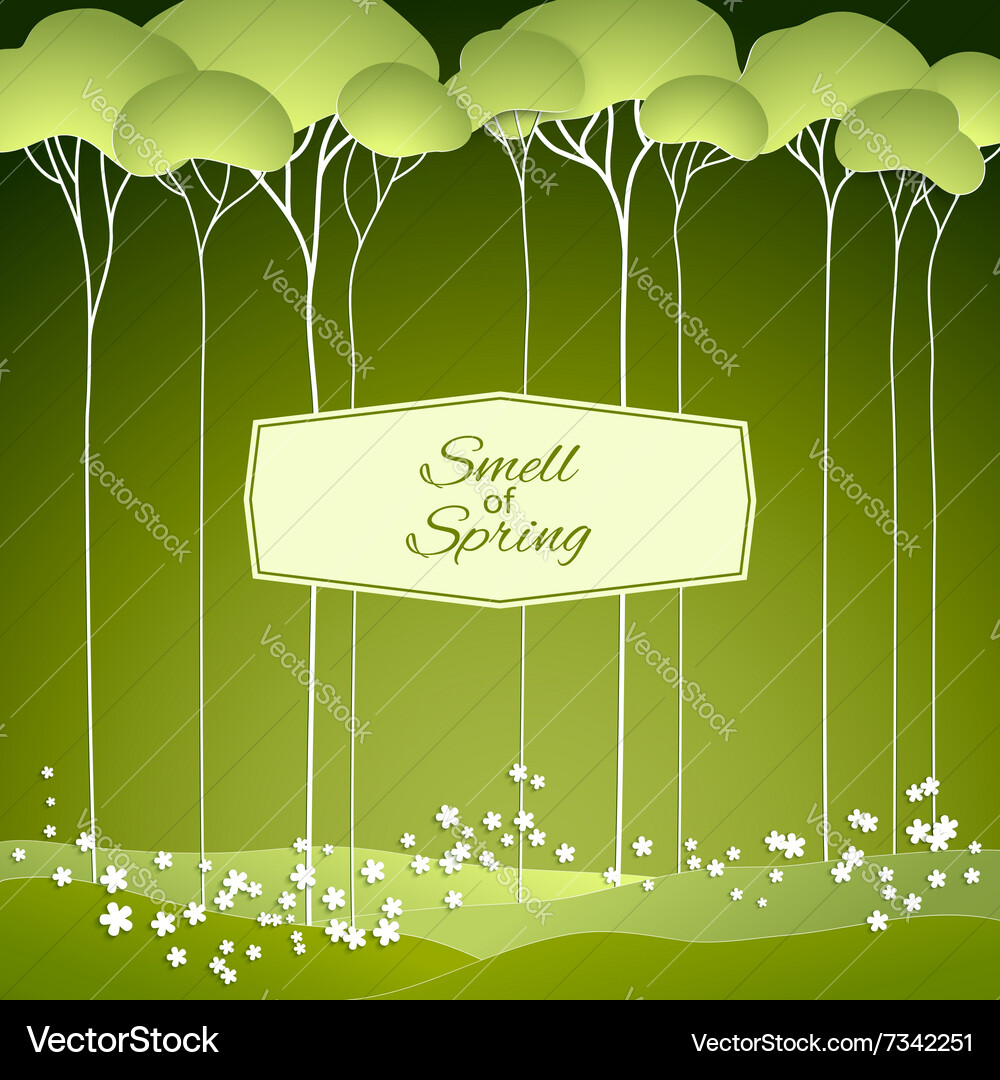 With stylized spring tree Royalty Free Vector Image