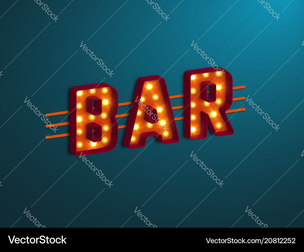 3d retro bar sign Royalty Free Vector Image - VectorStock