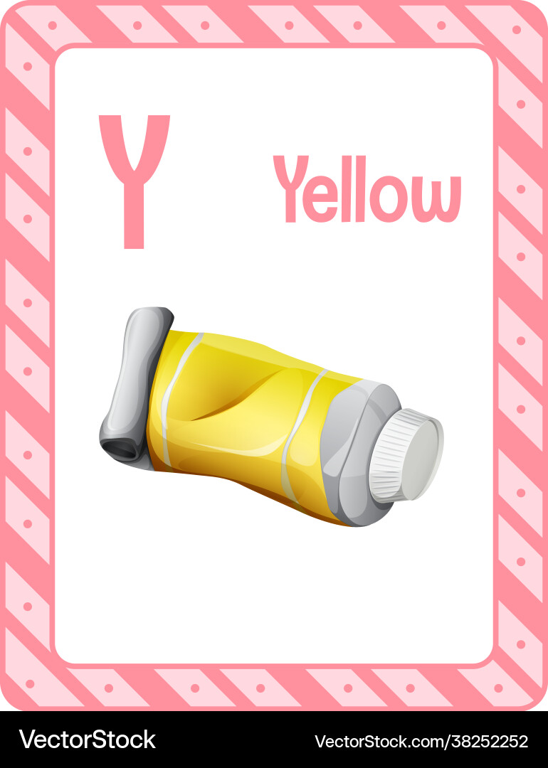 Alphabet flashcard with letter y for yellow Vector Image
