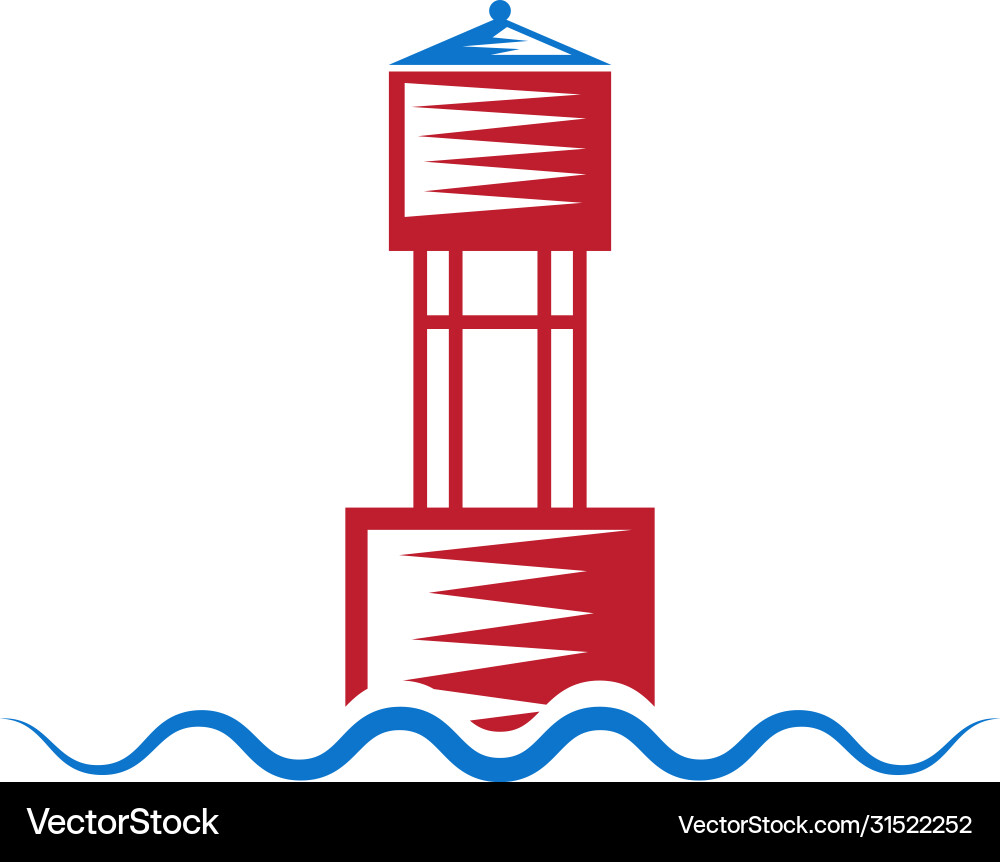 Buoy on wave simple design template Royalty Free Vector