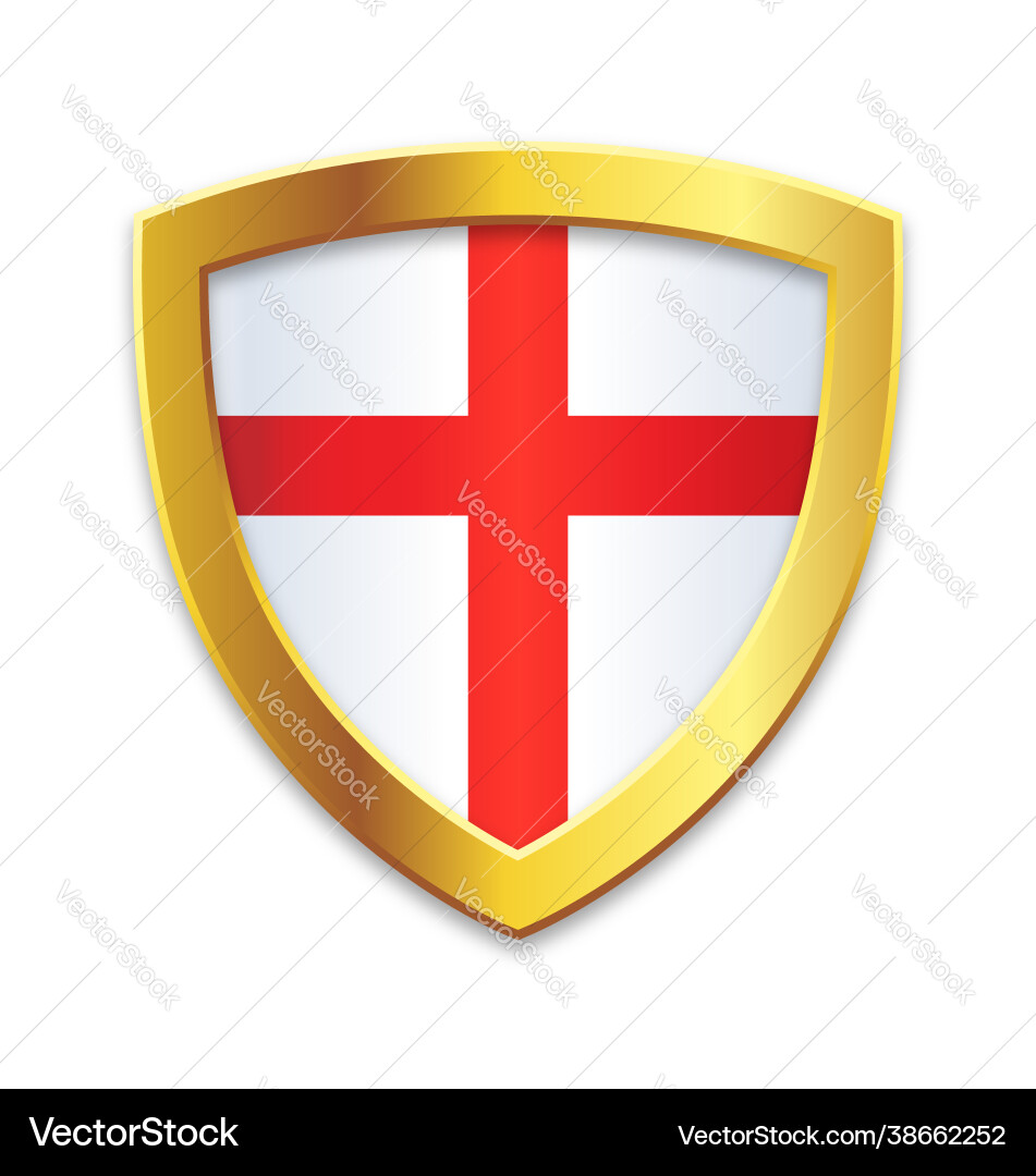 Classic shield gold edge with english flag Vector Image