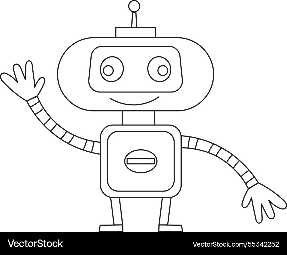 Coloring book robot android cartoon in doodle Vector Image