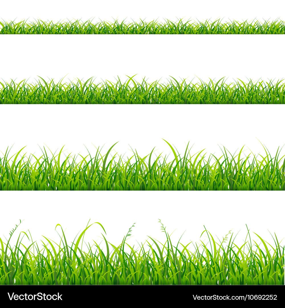 Green grass line set Royalty Free Vector Image