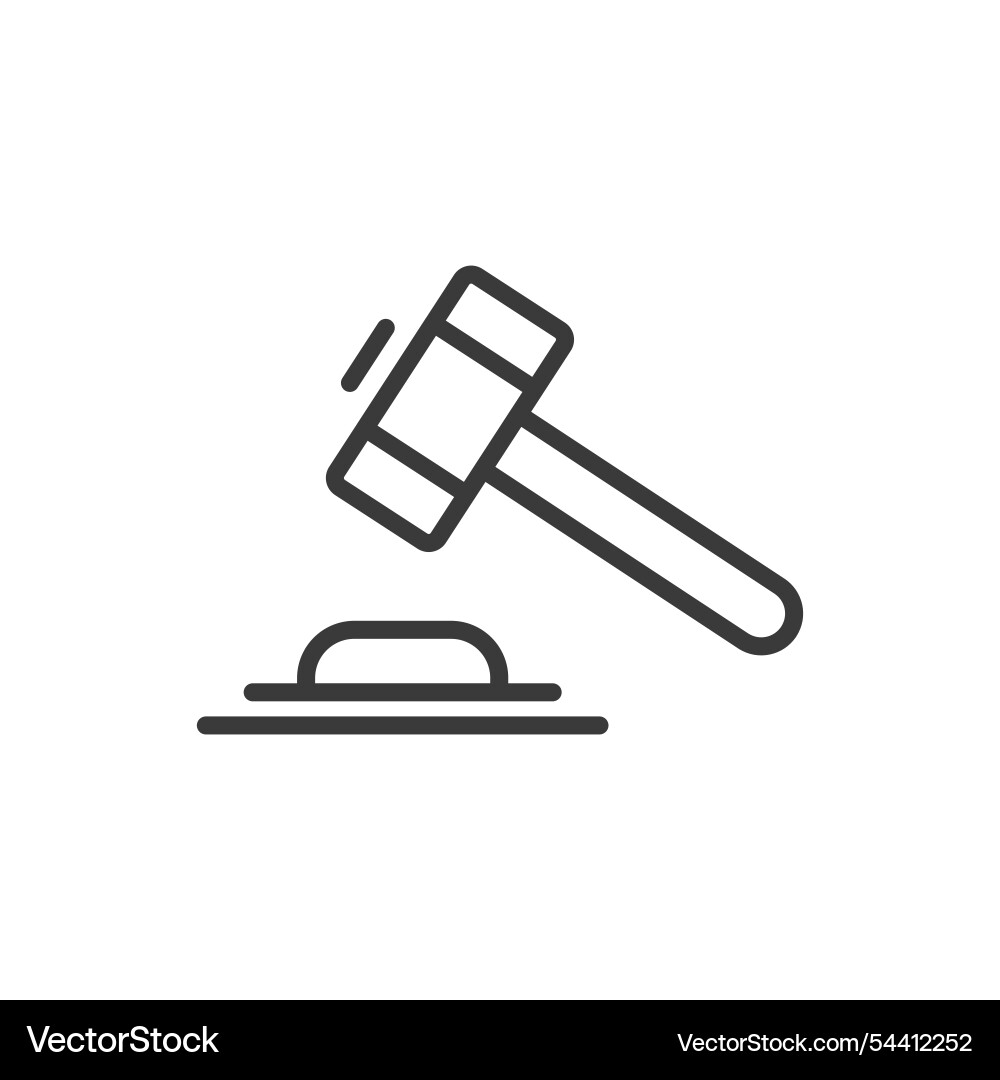 Hammer law icon in line design justice Royalty Free Vector