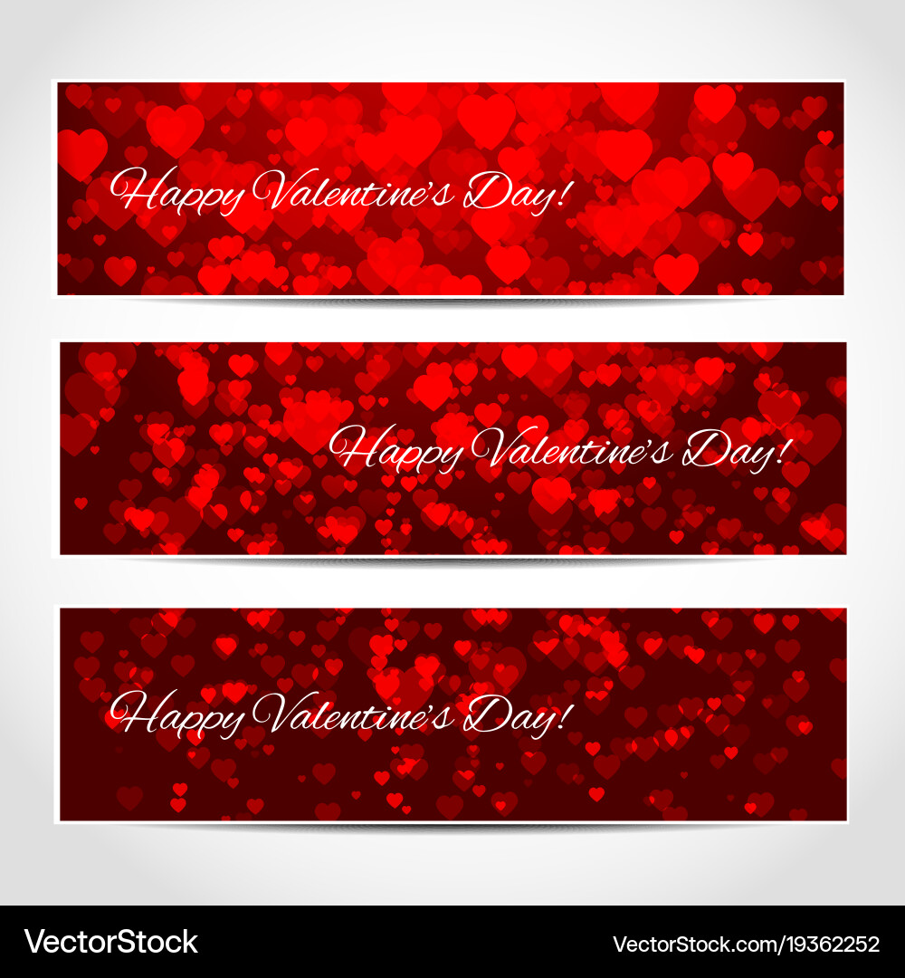 Happy valentines day banners with red hearts Vector Image