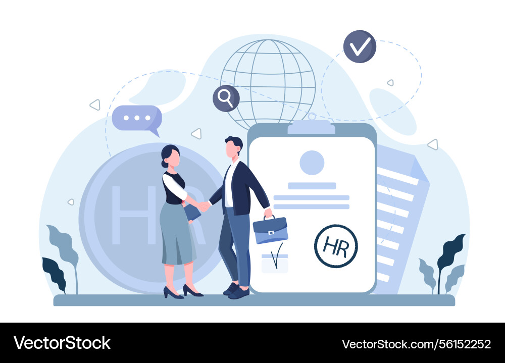 Hr meeting handshake concept scene Royalty Free Vector Image