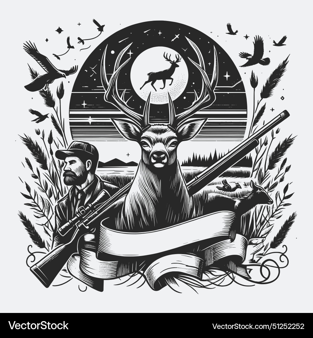 Hunting life svg silhouette file Royalty Free Vector Image