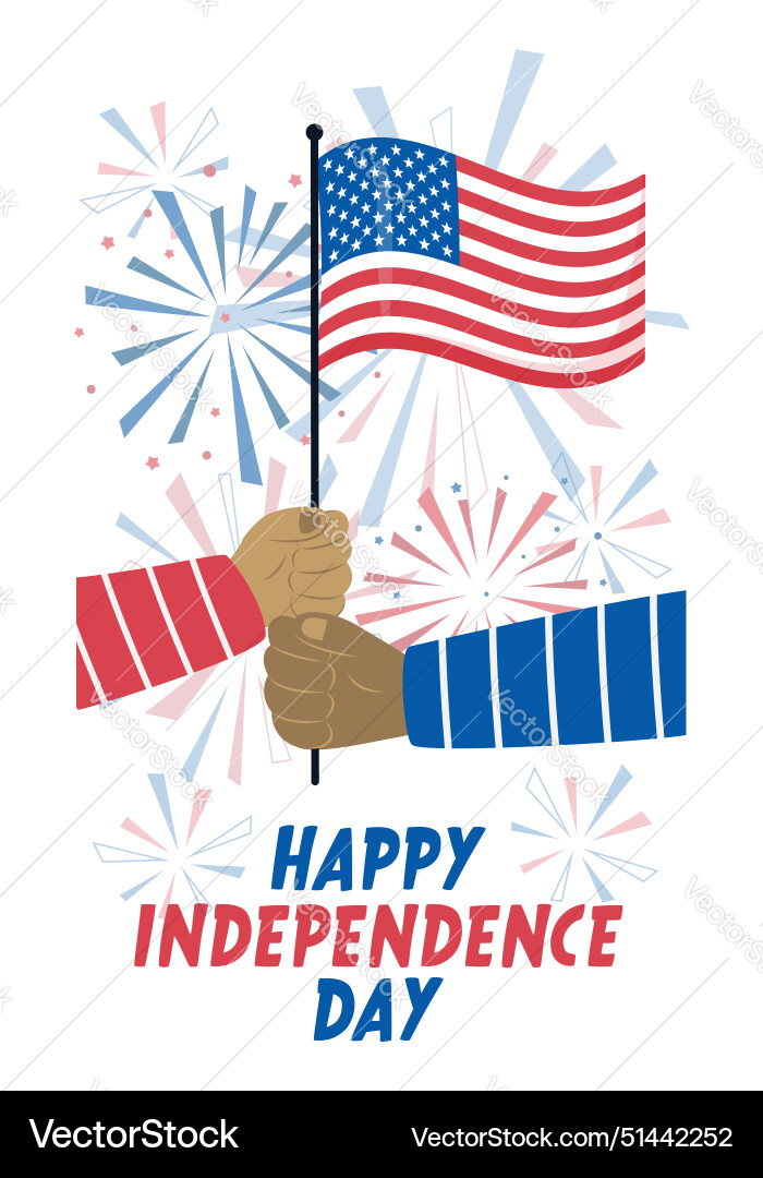 Independence day banner with two hands holding Vector Image
