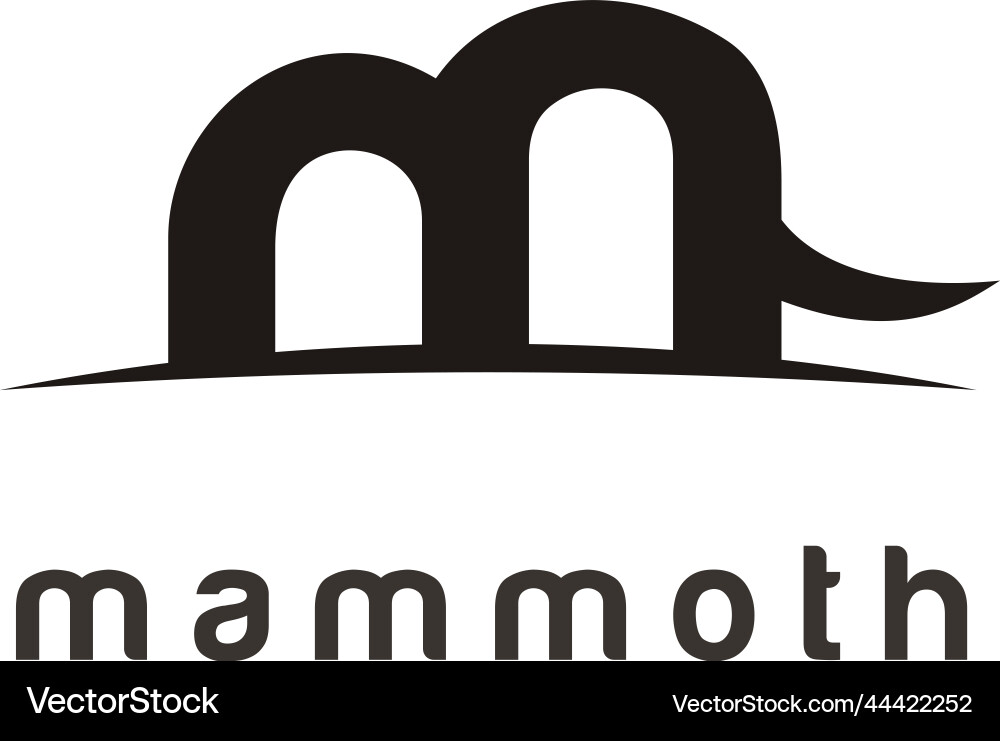Initial letter m mammoth mastodon elephant logo Vector Image