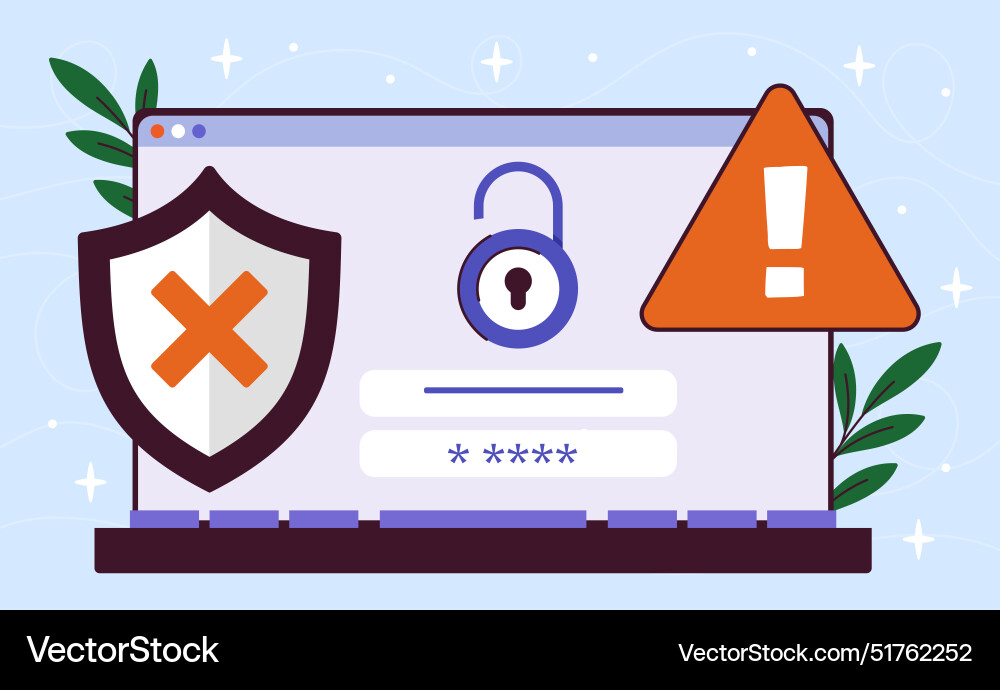 Laptop with cyber attack Royalty Free Vector Image